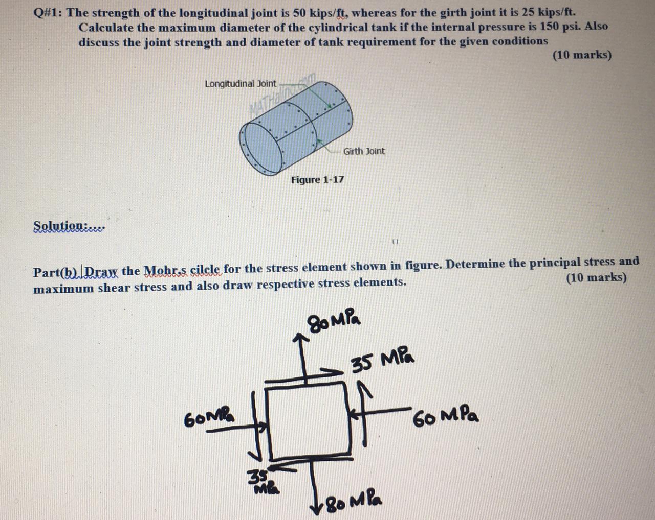 Solved Q#1: The strength of the longitudinal joint is 50 | Chegg.com