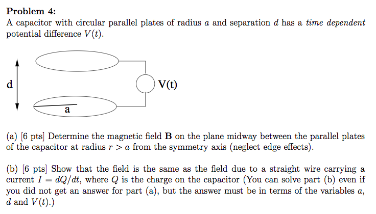 Solved Problem 4: A capacitor with circular parallel plates | Chegg.com