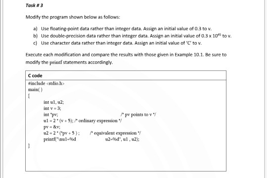 Solved Task #3 Modify the program shown below as follows: a) | Chegg.com