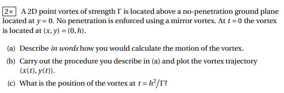 A 2D point vortex of strength Γ is located above a | Chegg.com