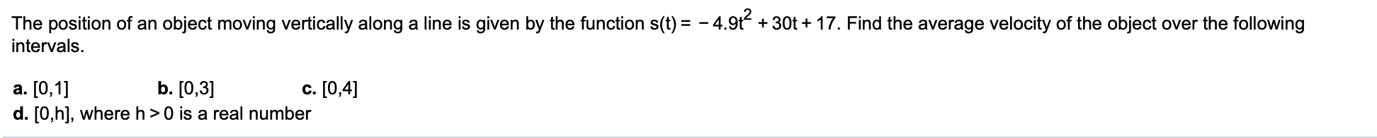 Solved The position of an object moving vertically along a | Chegg.com