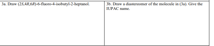 Solved 3a. Draw (2S,4R,6R)-6-fluoro-4-isobutyl-2-heptanol. | Chegg.com