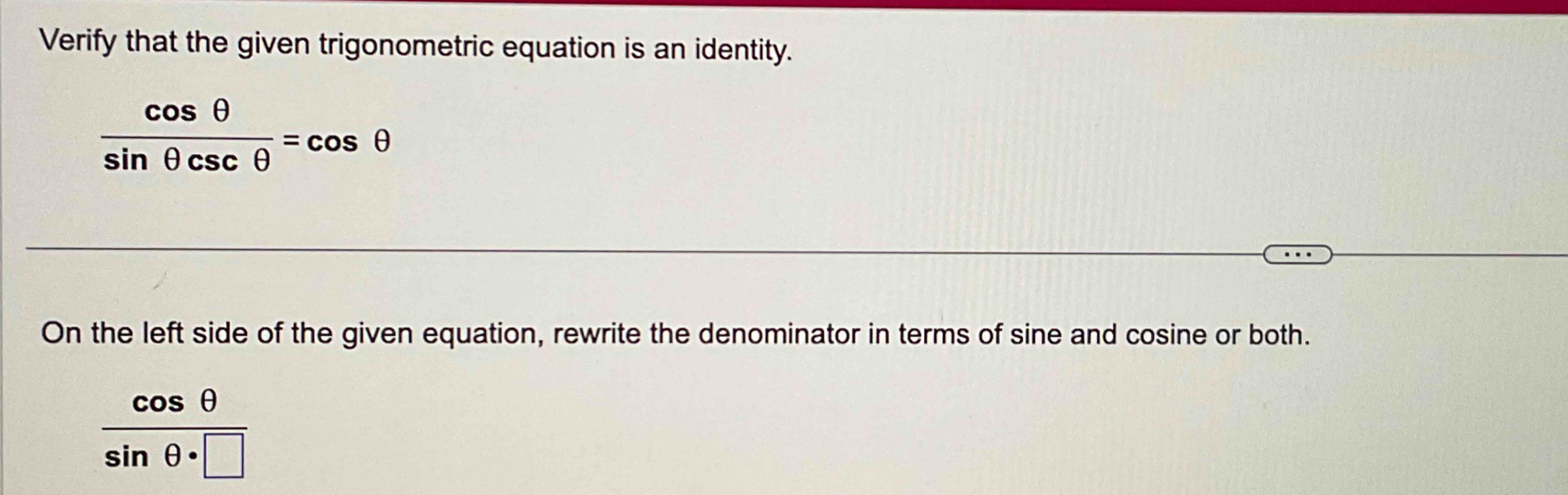Solved Verify that the given trigonometric equation is an | Chegg.com