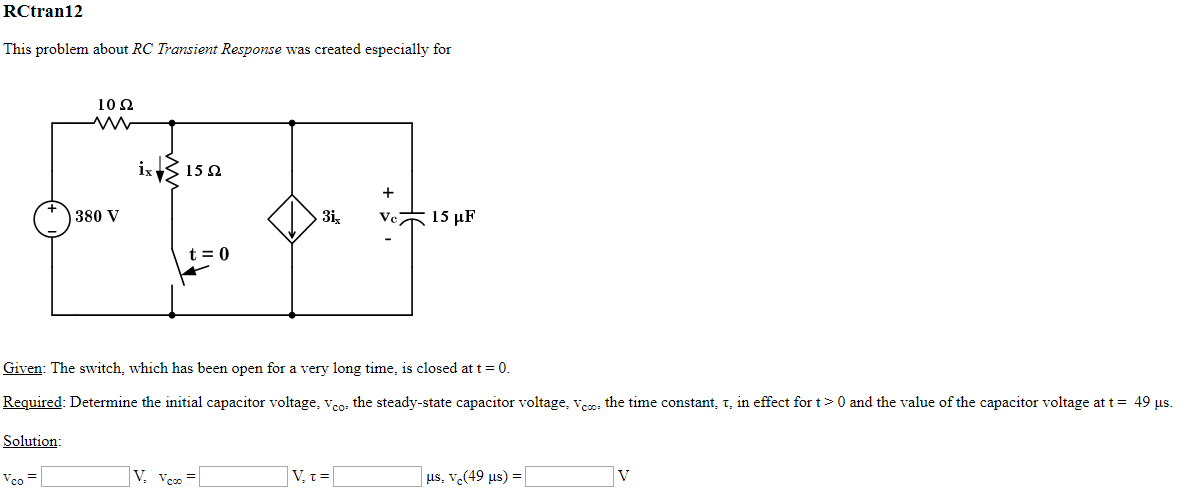 Solved RCtran12 This problem about RC Transient Response was | Chegg.com