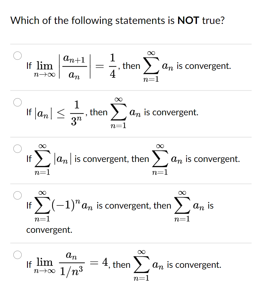 Solved Which of the following statements is NOT true? On+1 1 | Chegg.com