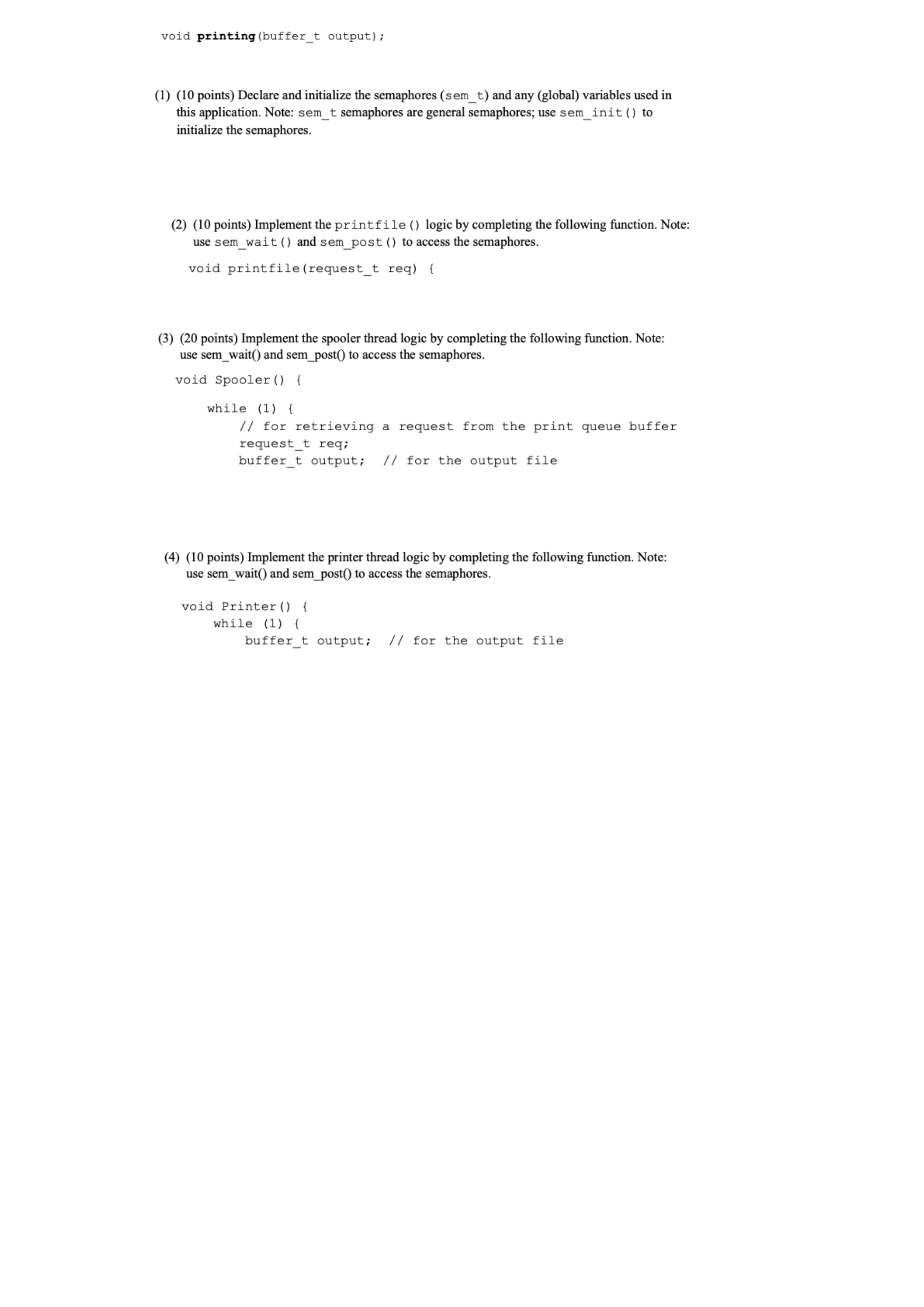 Solved Consider the print spooler service provided by an | Chegg.com