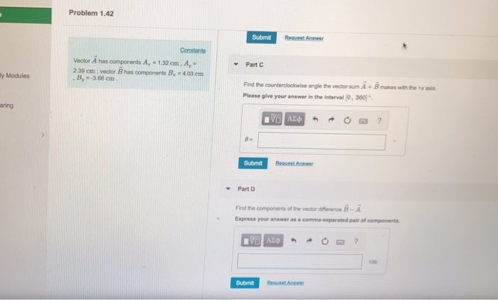 Solved Problem 1.38 Constants Part A In each of the cases | Chegg.com