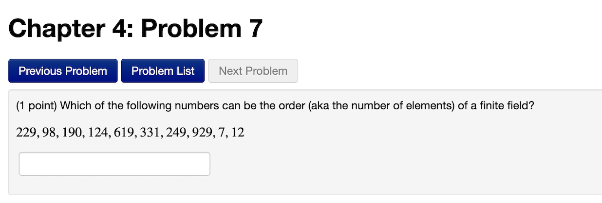 Chapter 4: Problem 7 Previous Problem Problem List | Chegg.com