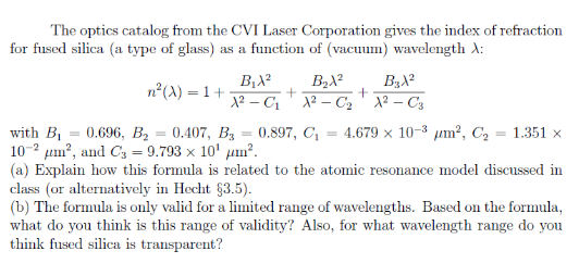 Solved The optics catalog from the CVI Laser Corporation | Chegg.com
