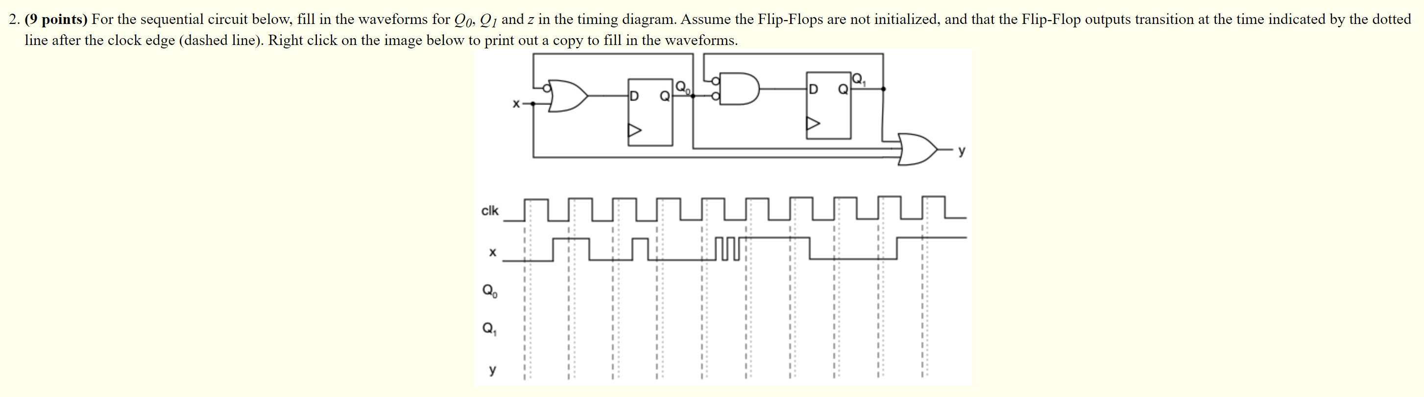 Solved 2. (9 points) For the sequential circuit below, fill | Chegg.com