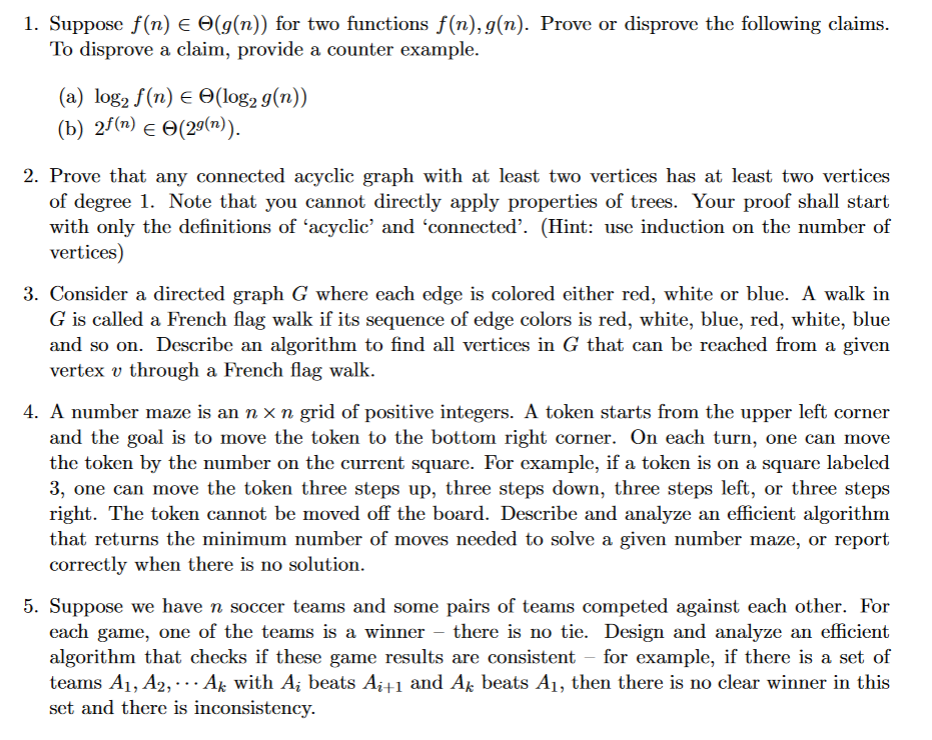 Solved 1. Suppose f(n)∈Θ(g(n)) for two functions f(n),g(n). | Chegg.com
