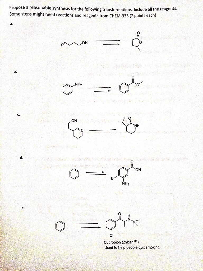 Solved Propose a reasonable synthesis for the following | Chegg.com