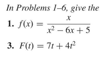 Solved In Problems 1-6, give the 1. f(x)=x2−6x+5x 3. | Chegg.com