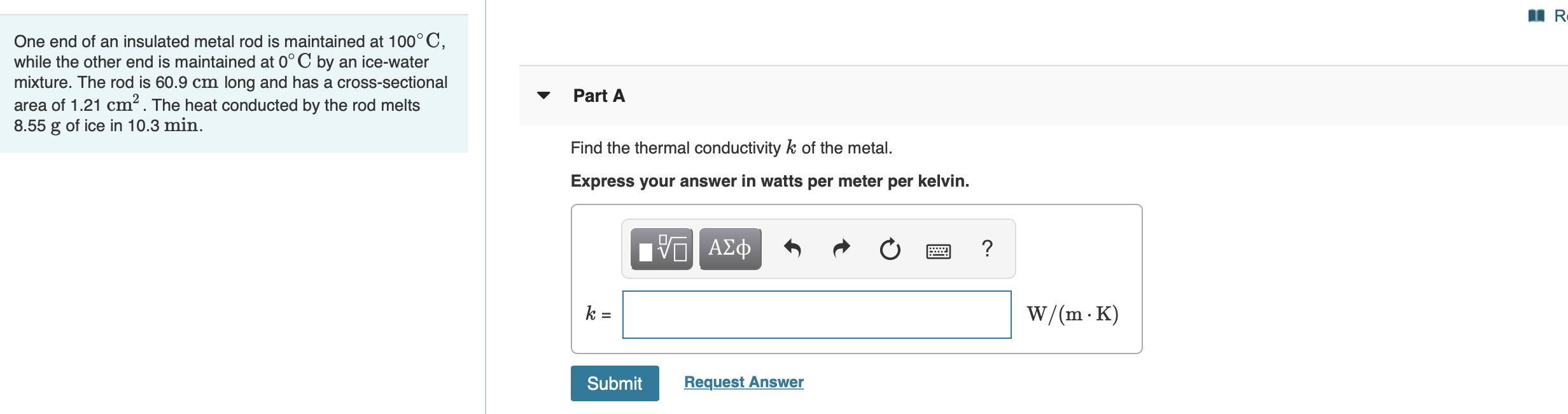 Solved HIR One end of an insulated metal rod is maintained | Chegg.com