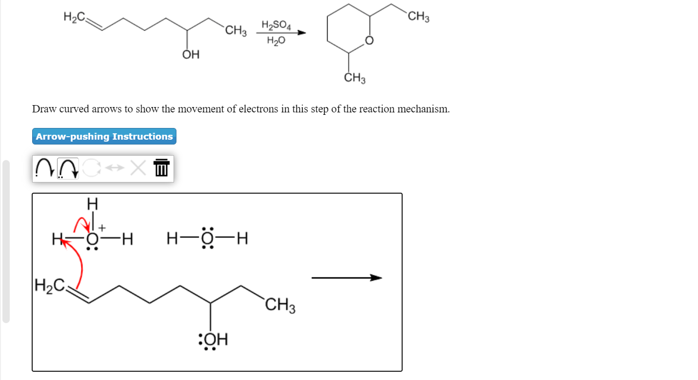 Solved H2C CH3 CH3 H2SO4 H20 OH CH3 Draw curved arrows to | Chegg.com