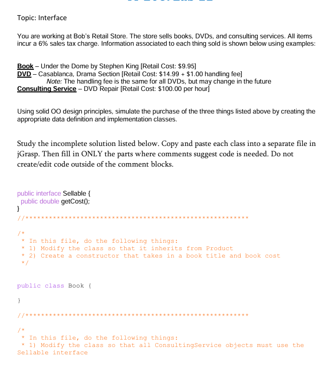 Solved by an EXPERT this is ﻿for java cls ﻿plese help LB11 | Chegg.com