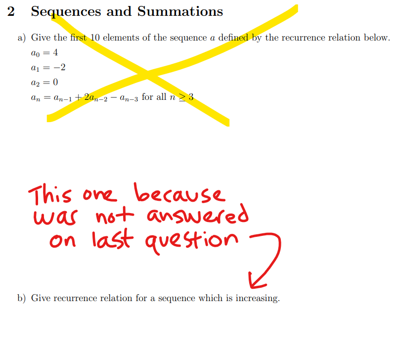 Solved 2 Sequences and Summations a) Give the first 10 | Chegg.com