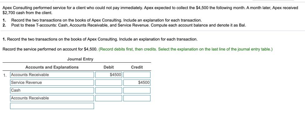 Solved Apex Consulting performed service for a client who | Chegg.com