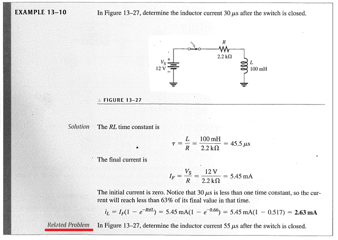 Solved In Figure 13−27, determine the inductor current 30μ s | Chegg.com