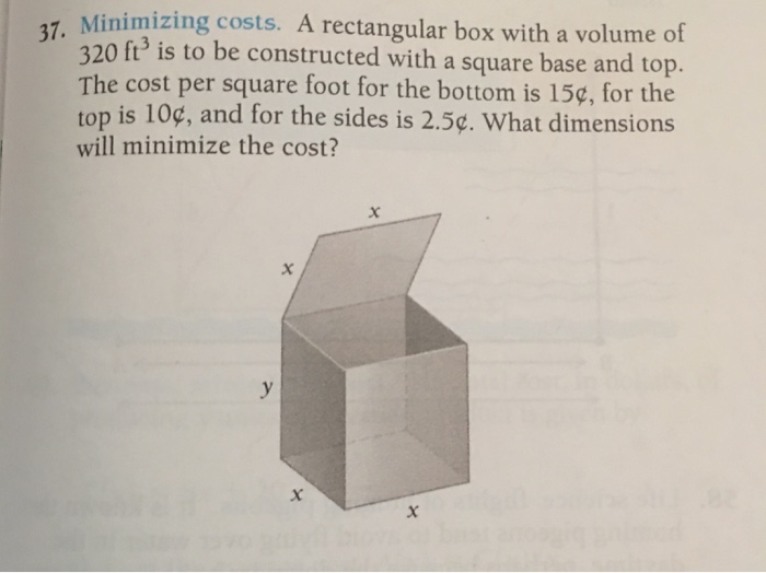 Solved Minimizing costs. A rectangular box with a volume of | Chegg.com