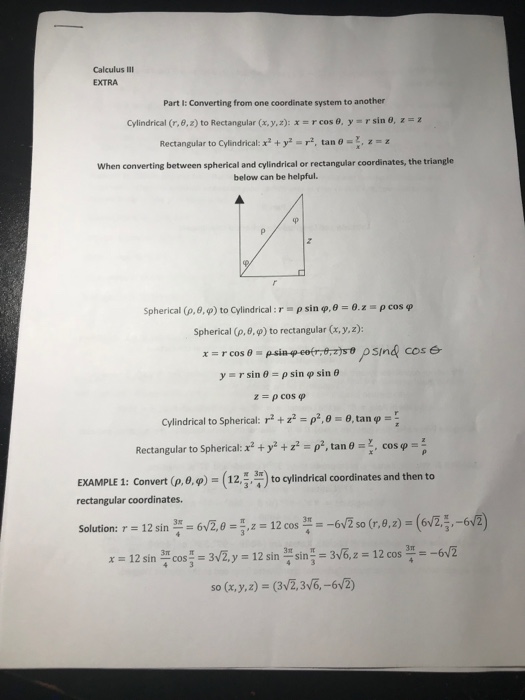 Solved Calculus Ill EXTRA Part I: Converting from one | Chegg.com