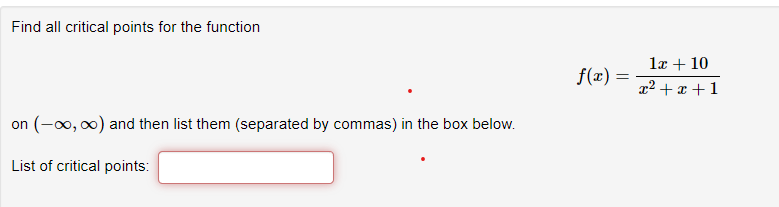 Solved Find all critical points for the function | Chegg.com