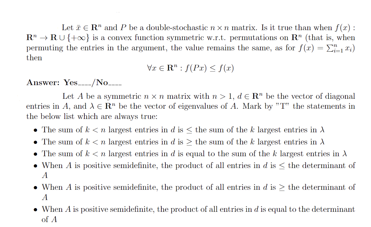 Solved Let xˉ∈Rn and P be a double-stochastic n×n matrix. Is | Chegg.com