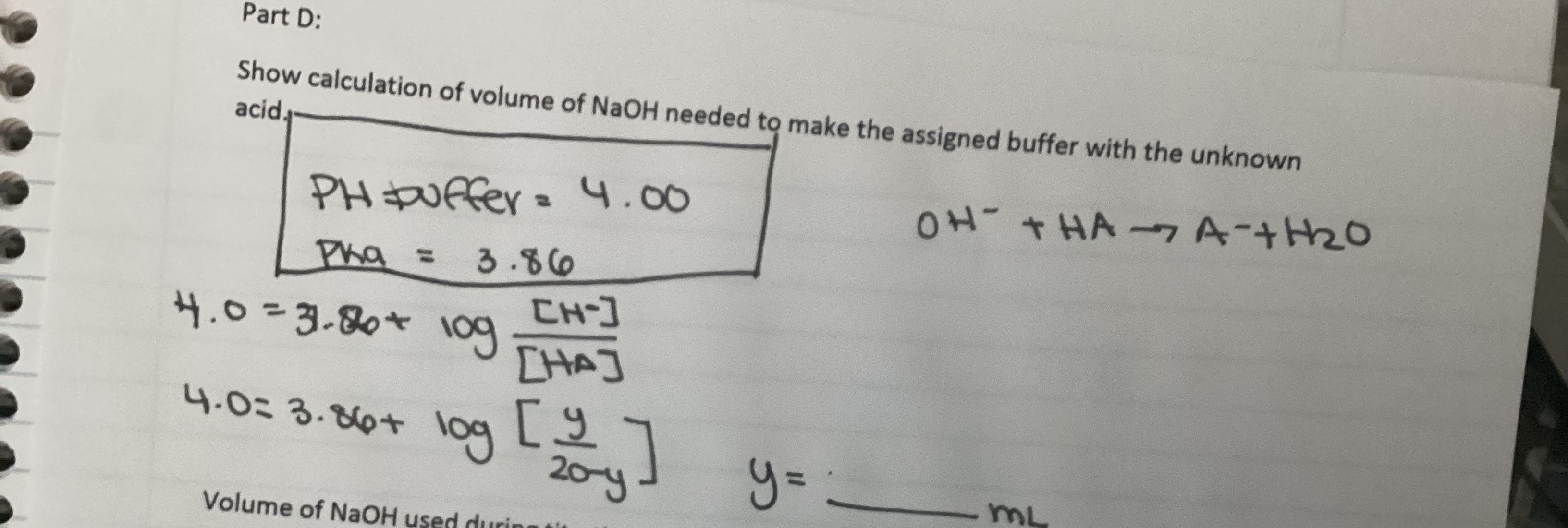 Solved Need help how can I calculate volume of NaOH needed ? | Chegg.com