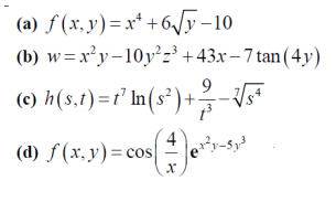 Solved (a) f(x,y)=x* +67y - 10 (b) w=x’y-10y2-3 +43x – 7 tan | Chegg.com