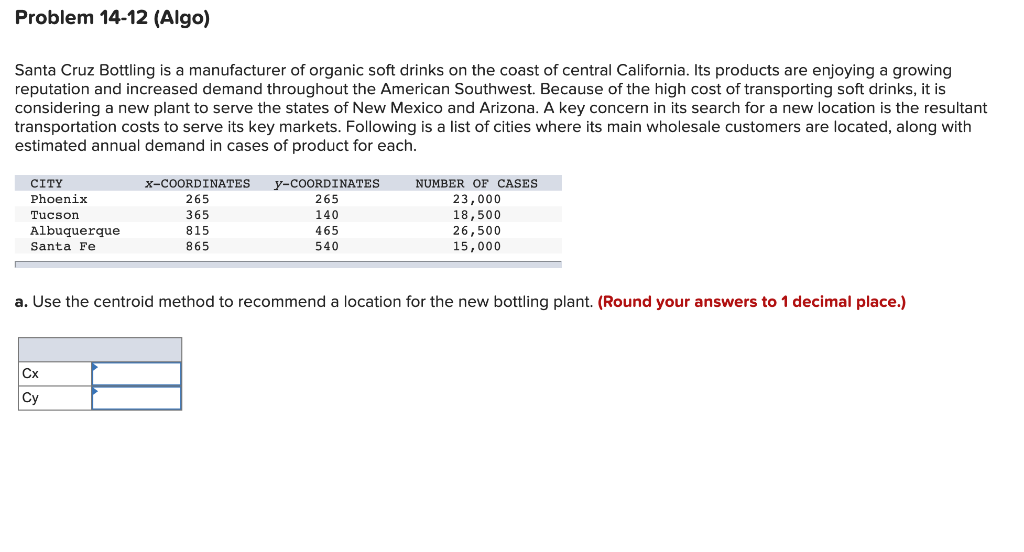 Solved Problem 14-12 (Algo) Santa Cruz Bottling is a | Chegg.com
