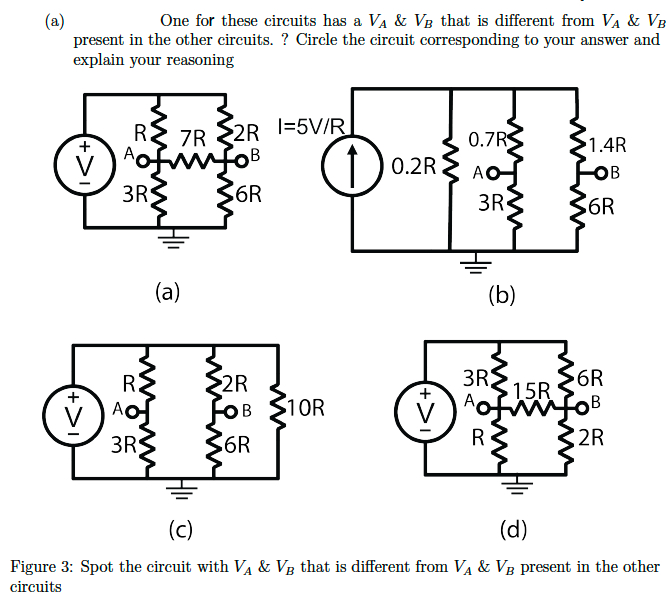 Solved (a) ﻿One for these circuits has a VA&VB ﻿that is | Chegg.com