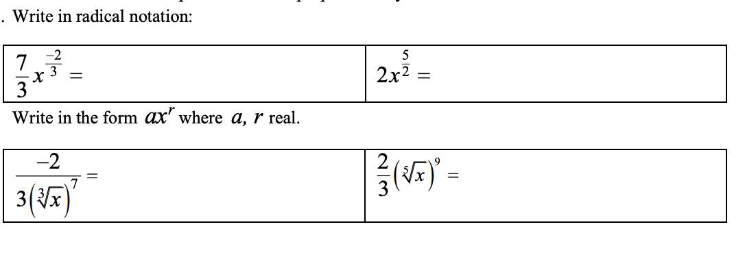 Solved . Write in radical notation: IN 288 w Write in the | Chegg.com