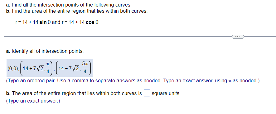 Solved a. Find all the intersection points of the following | Chegg.com