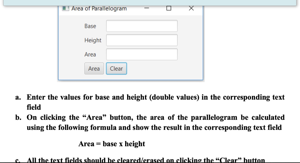 Solved 1 Area of Parallelogram - Х Base Height Area Area | Chegg.com