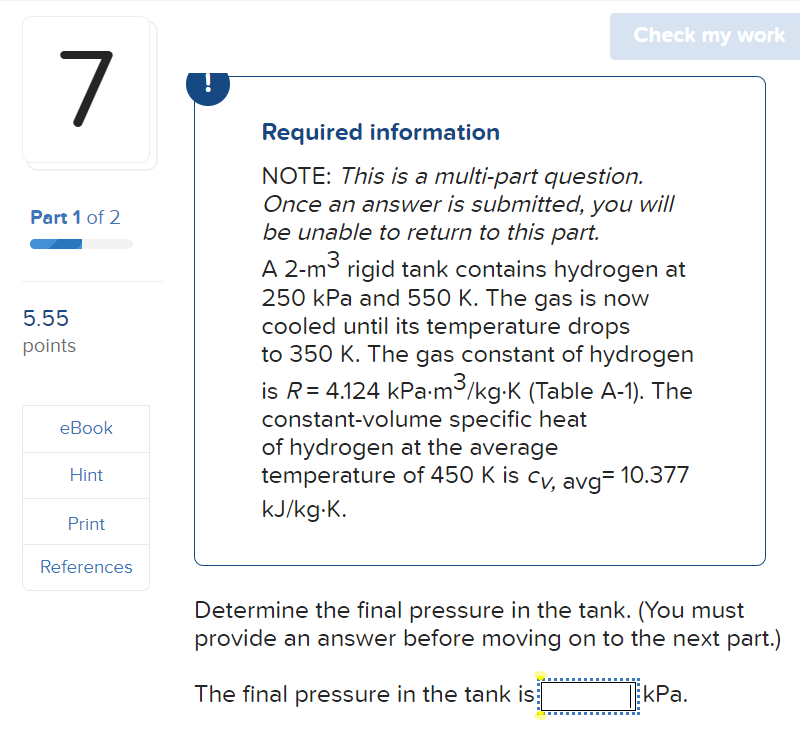 Solved Check my work 7 Part 1 of 2 5.55 points Required | Chegg.com