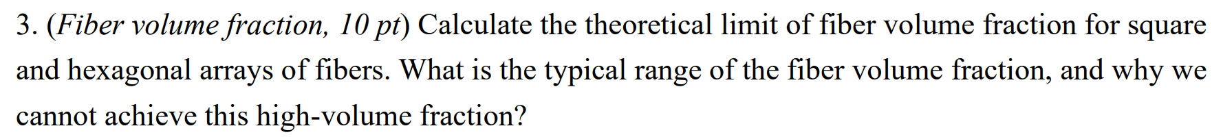 Solved 3. (Fiber volume fraction, 10pt ) Calculate the | Chegg.com