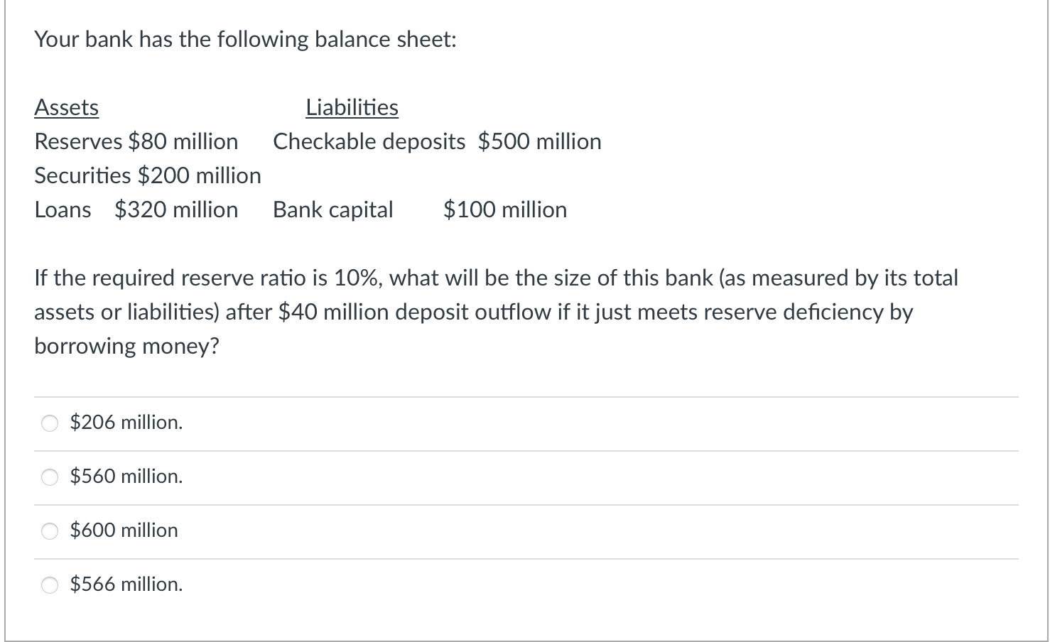 Solved Your bank has the following balance sheet: | Chegg.com