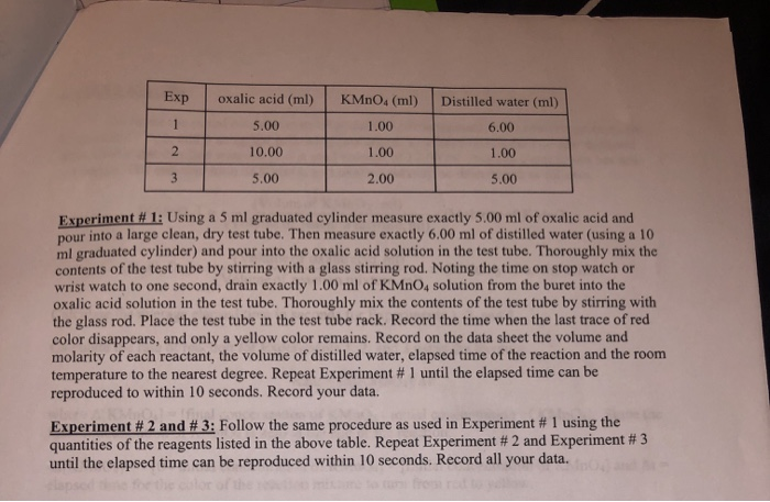 Solved EXPERIMENT # 3 RATES OF CHEMICAL REACTIONS | Chegg.com