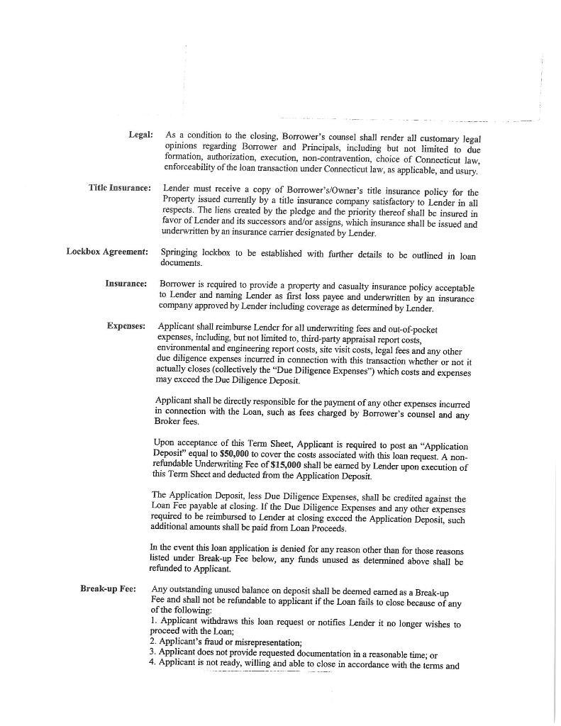 Solved 1. The loan amount of $5.3MM as stated in the term | Chegg.com