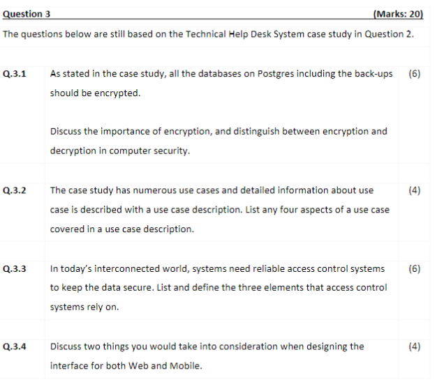 Solved Question 3 (Marks: 20) The questions below are still | Chegg.com