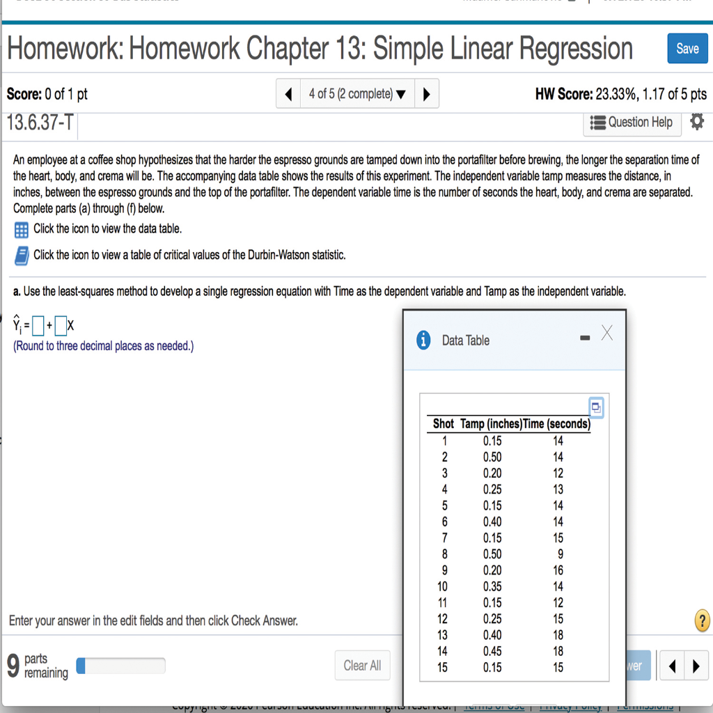 Solved Homework: Homework Chapter 13: Simple Linear | Chegg.com