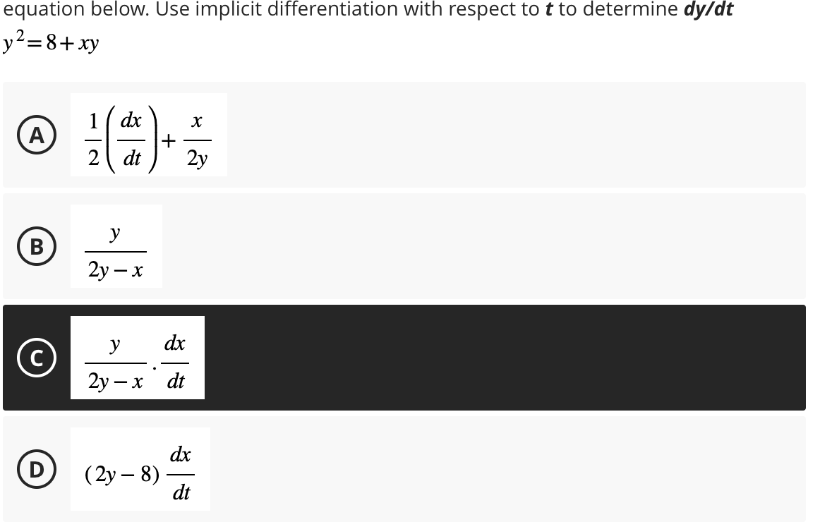 Solved equation below. Use implicit differentiation with | Chegg.com