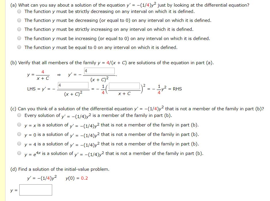 Solved (a) What can you say about a solution of the equation | Chegg.com