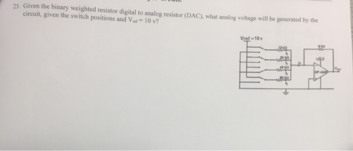 Solved 25 Given The Binary Weighted Resistor Digital To 