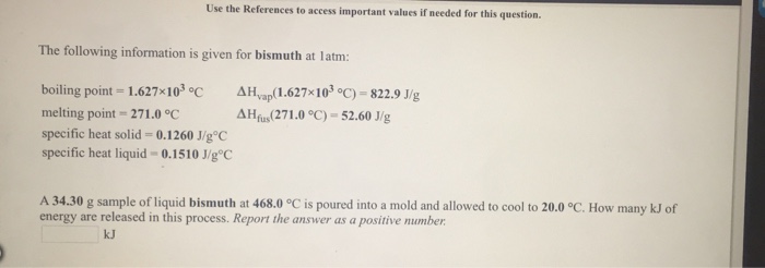 Solved The following information is given for bismuth at | Chegg.com