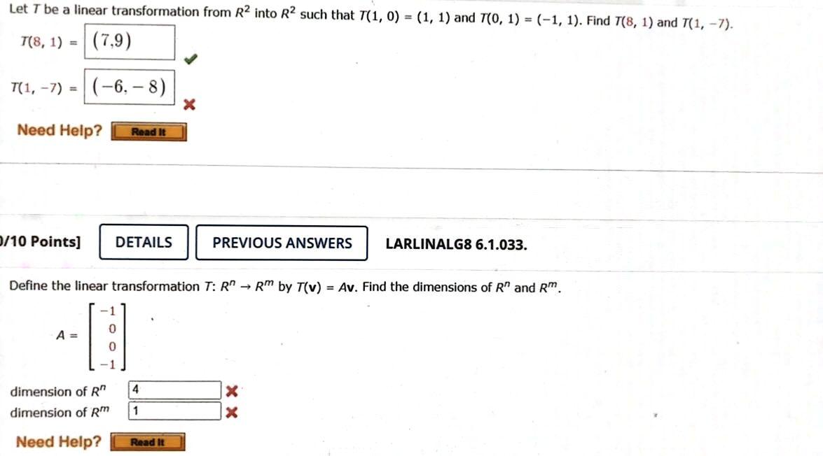 Solved Let T be a linear transformation from R2 into R2 such | Chegg.com