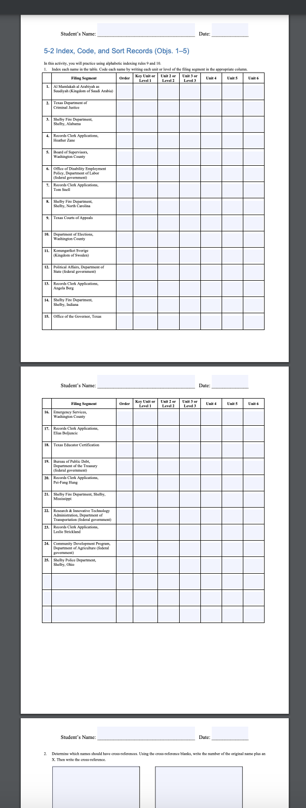 Solved 5-2 Index, Code, and Sort Records (Objs. 1-5) In this | Chegg.com