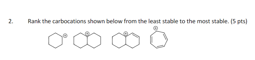 Solved Rank the carbocations shown below from the least | Chegg.com
