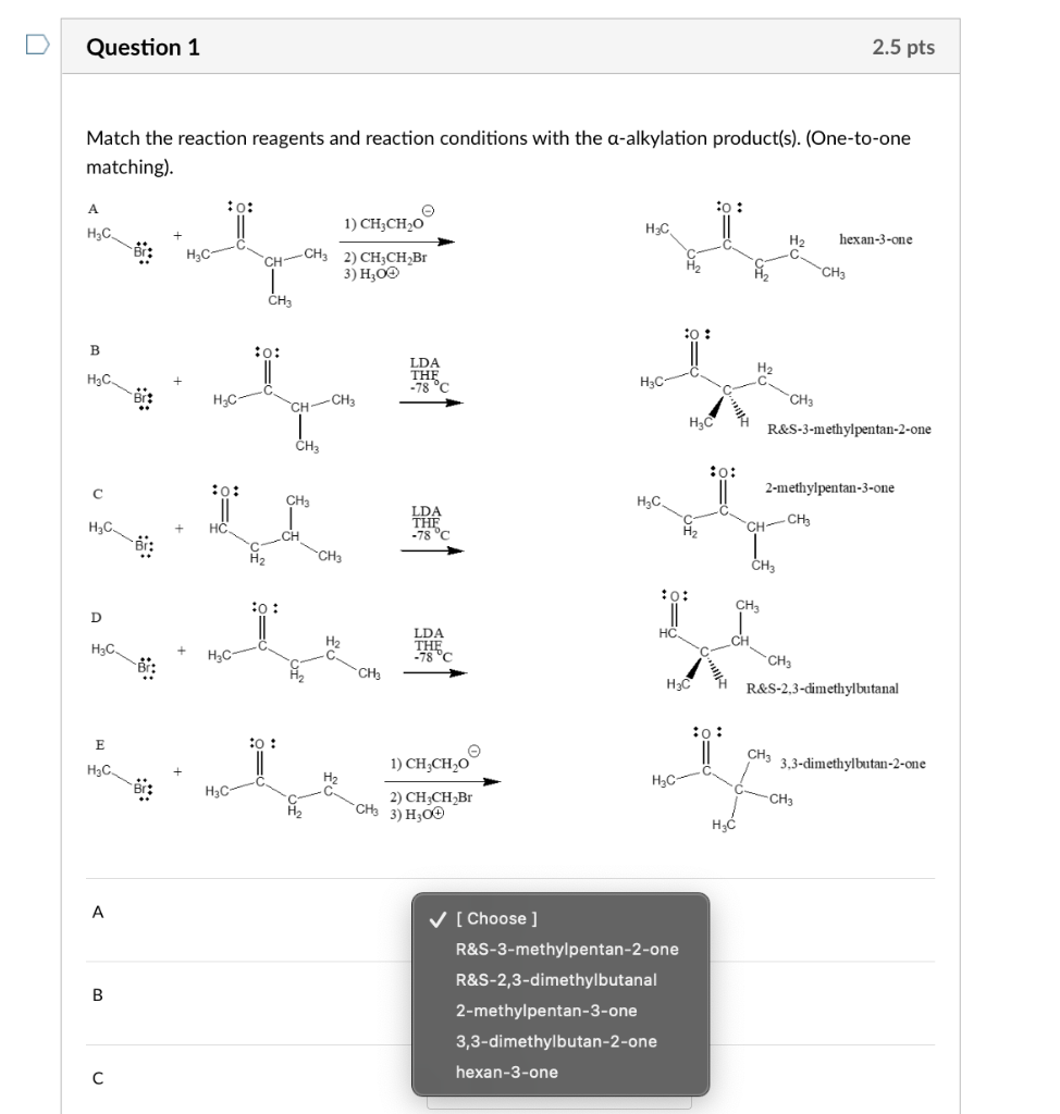 Solved Match the reaction reagents and reaction conditions | Chegg.com