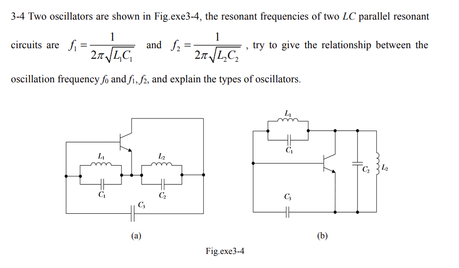 Solved 3-4 Two oscillators are shown in Fig.exe3-4, the | Chegg.com